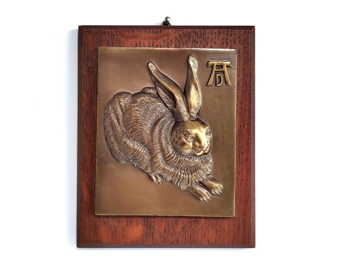 Albrecht Dürer Young Hare Bronze Wall Plaque, Germany 70s Mid Century ...