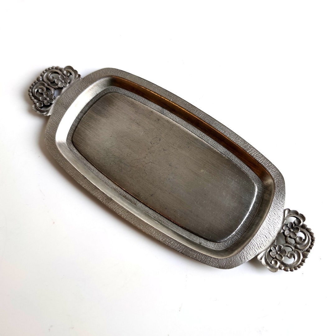 Eik Norway Pewter Tray, Vintage Small Tray With Ornate Handles, Vanity ...