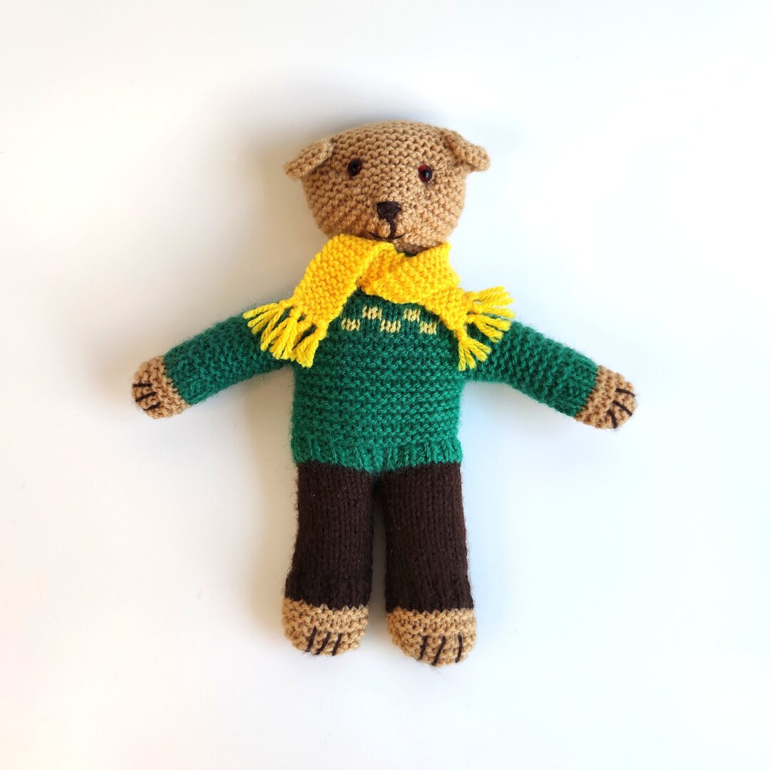 Hand Knitted Teddy Bear 100% Wool Teddy 10 Hand Made Knit Dressed Teddy ...