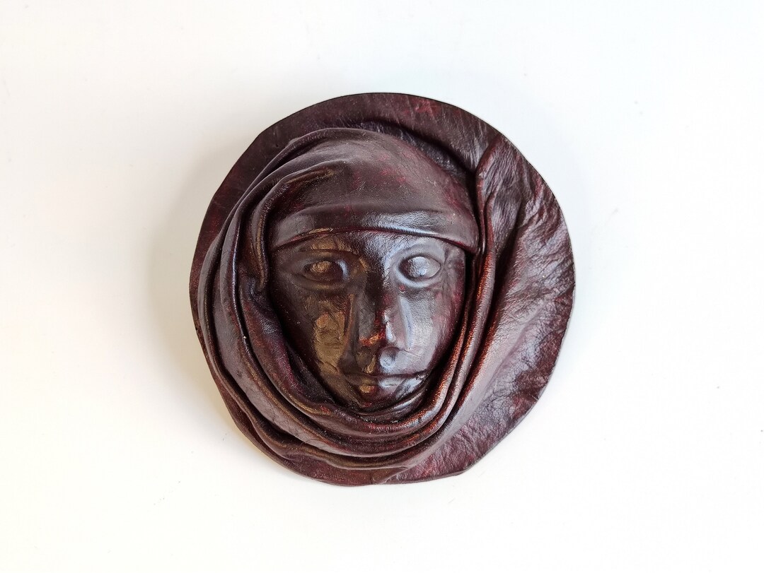 Vintage Leather Face Wall Mask, Handcrafted in Dominican Republic, Wall ...
