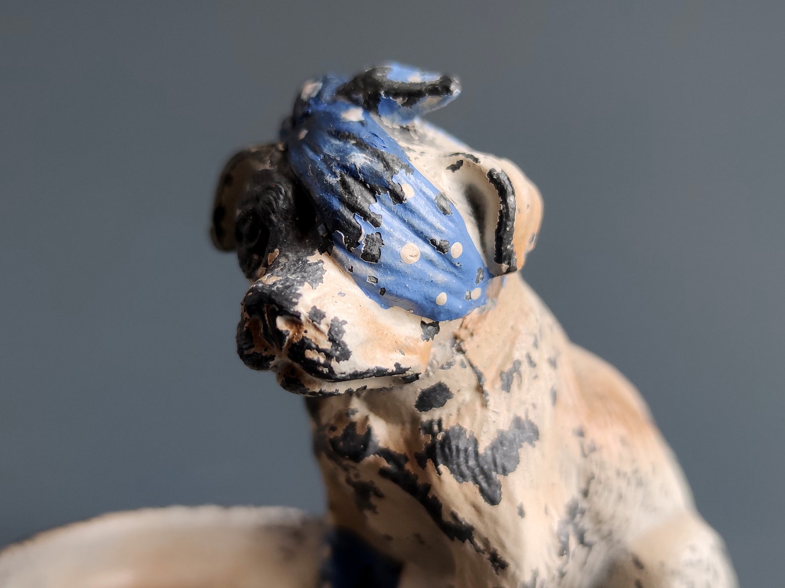 Antique Austria Cold Painted Metal Dog With a Bandage and Bowl, Early ...