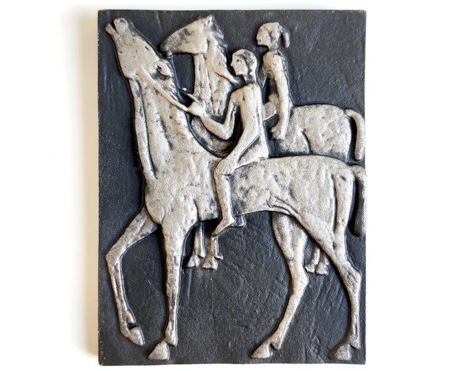 Horse Riders Cast Iron Wall Relief by Olsberg Eisenguss Germany 70s Mid ...