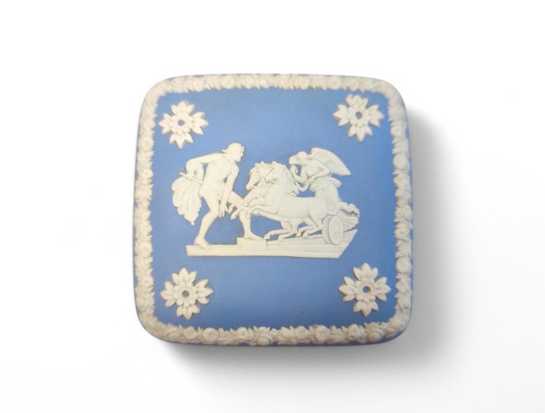 Wedgwood Light Blue Jasperware Trinket Box, Made in England Mid Century ...