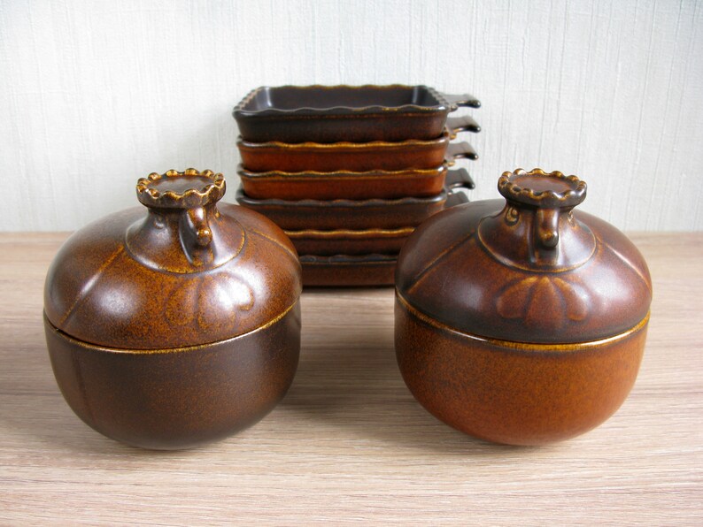 German Stoneware Chicken Pots and Plates Set for 6 Melitta | Etsy