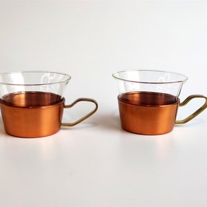HB BO Svensk Copper Tea Cups, Sweden, Pair of Schott & Gen Mainz Jena ...