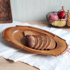 Carved Oak Bread Platter, Germany, Vintage Large Hand Carved Oak Wood ...