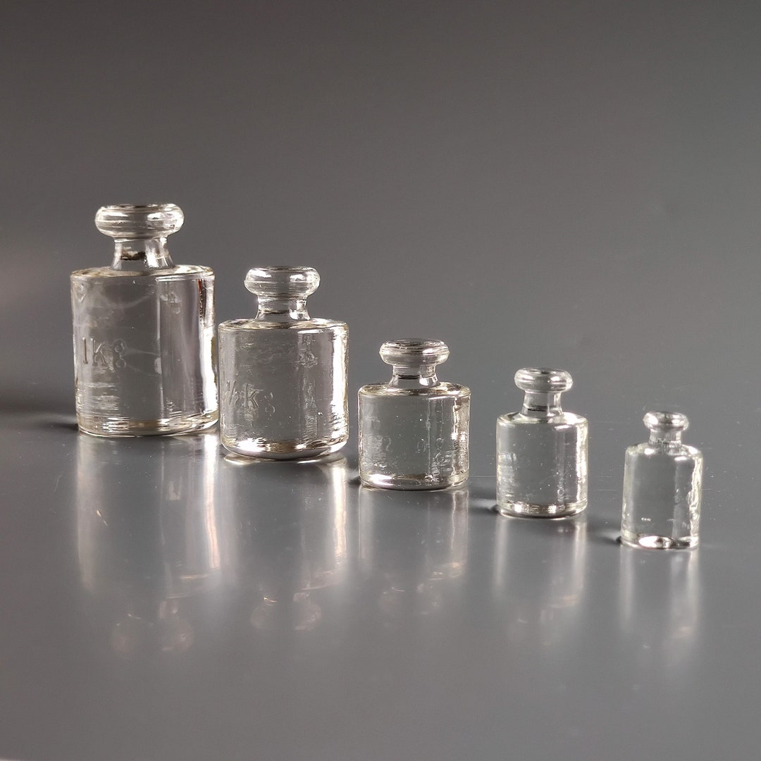 Vintage Set of 5 Glass Scales Weights Paperweights Decorative Glass ...