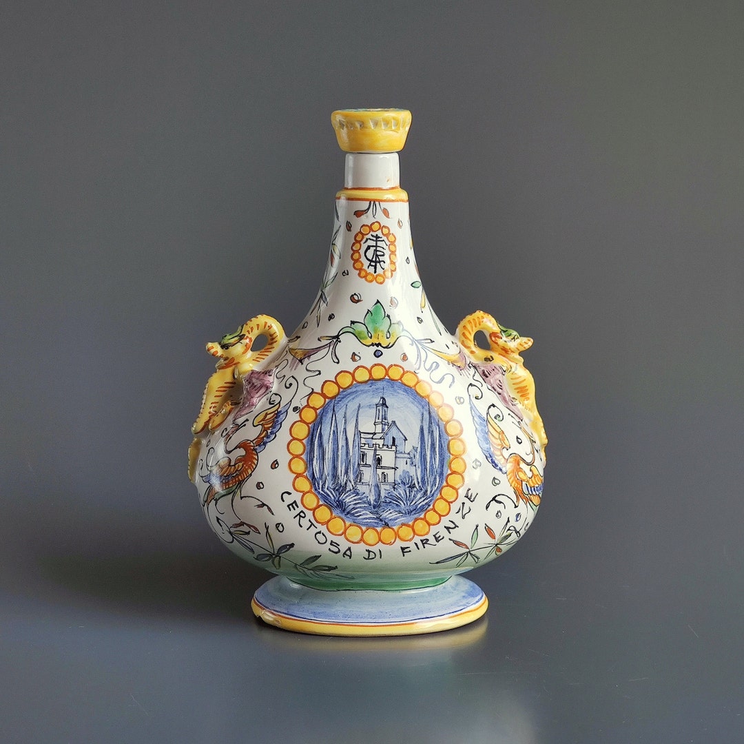 Cantagalli Maiolica Certosa Di Firenze Monastery Flask Mid Century ...