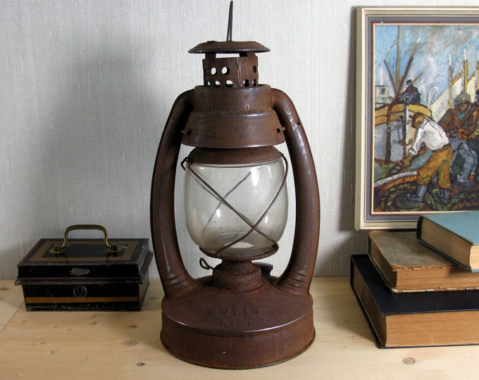 Antique Rusty Oil Lamp, Kerosene Lamp, Large , Old Lamp, Kvele Riga ...