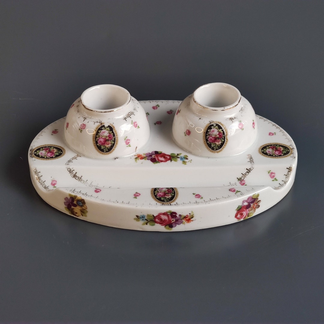 Antique German Double Inkwell by Erdmann Schlegelmilch Prov Saxe ES ...