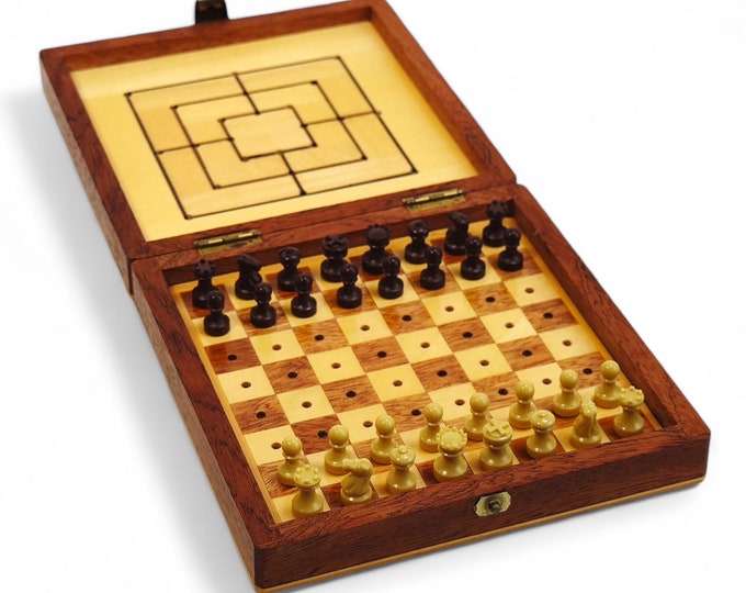German GES.GESCH Wooden Pocket Chess Set Made in West Germany 1960s ...