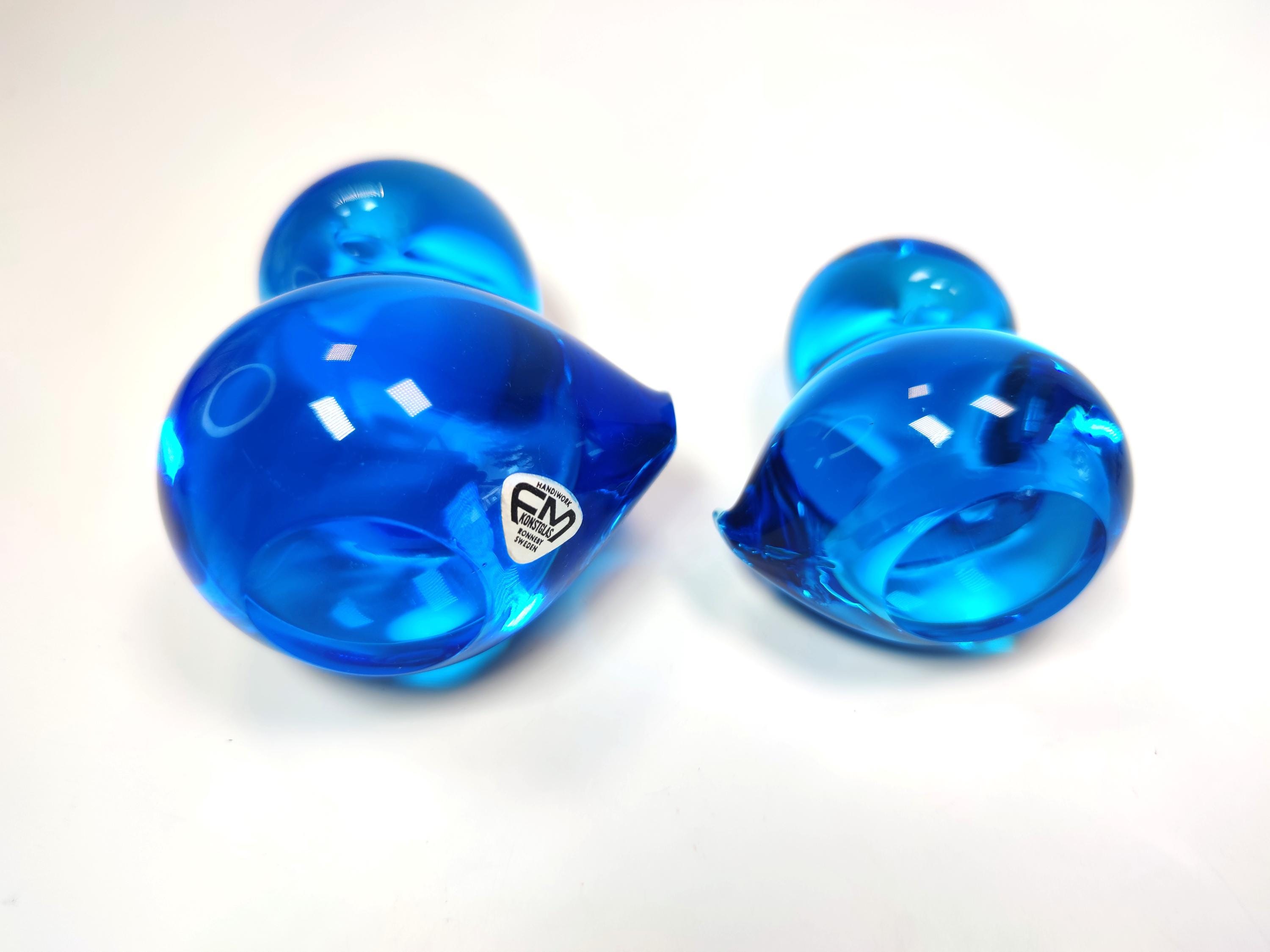 Pair of Swedish Blue Glass Birds Designed by Josef Marcolin for FM ...