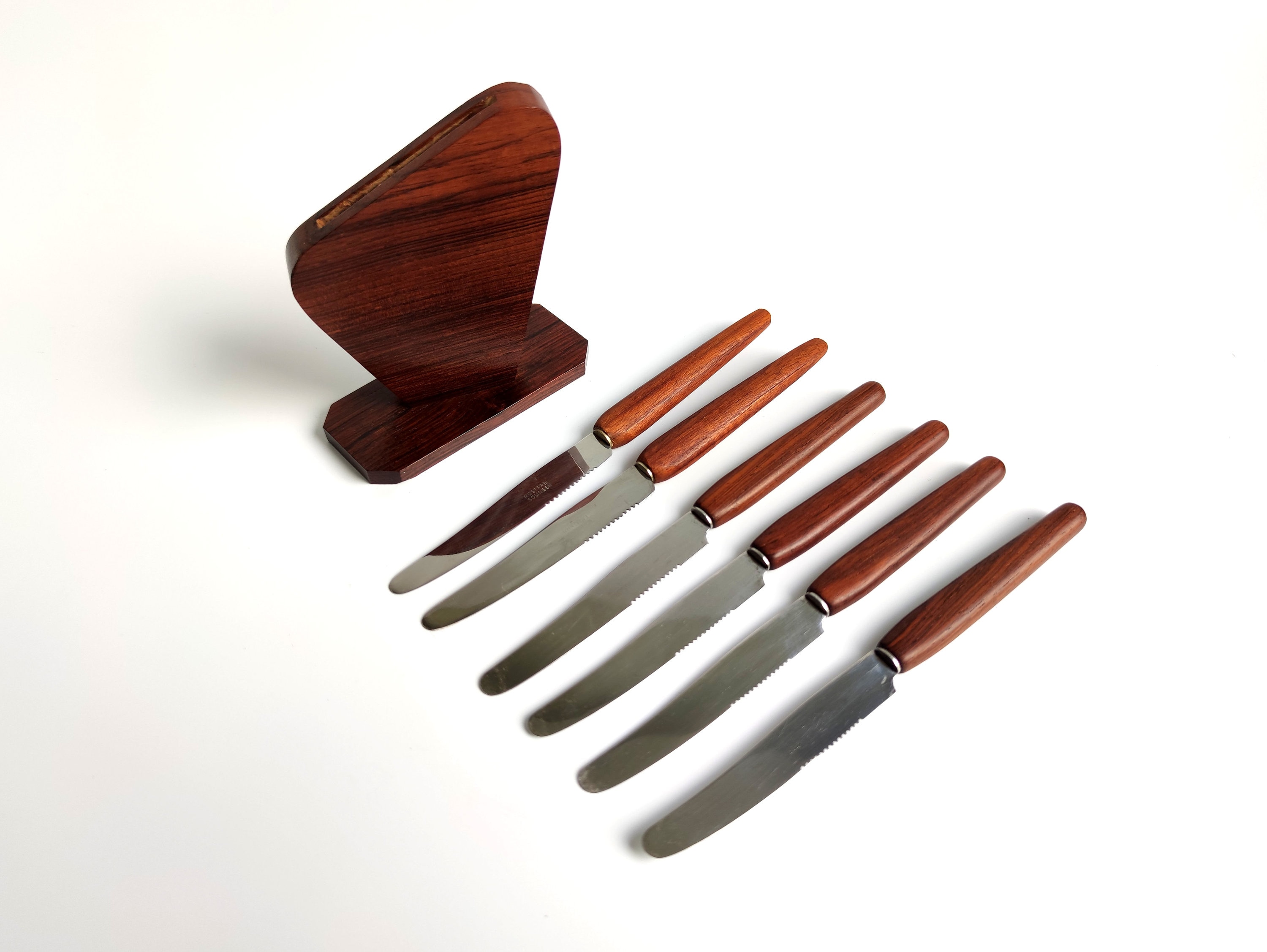 Solingen Teak Fruit Knife Set in Stand Germany 60s Danish | Etsy