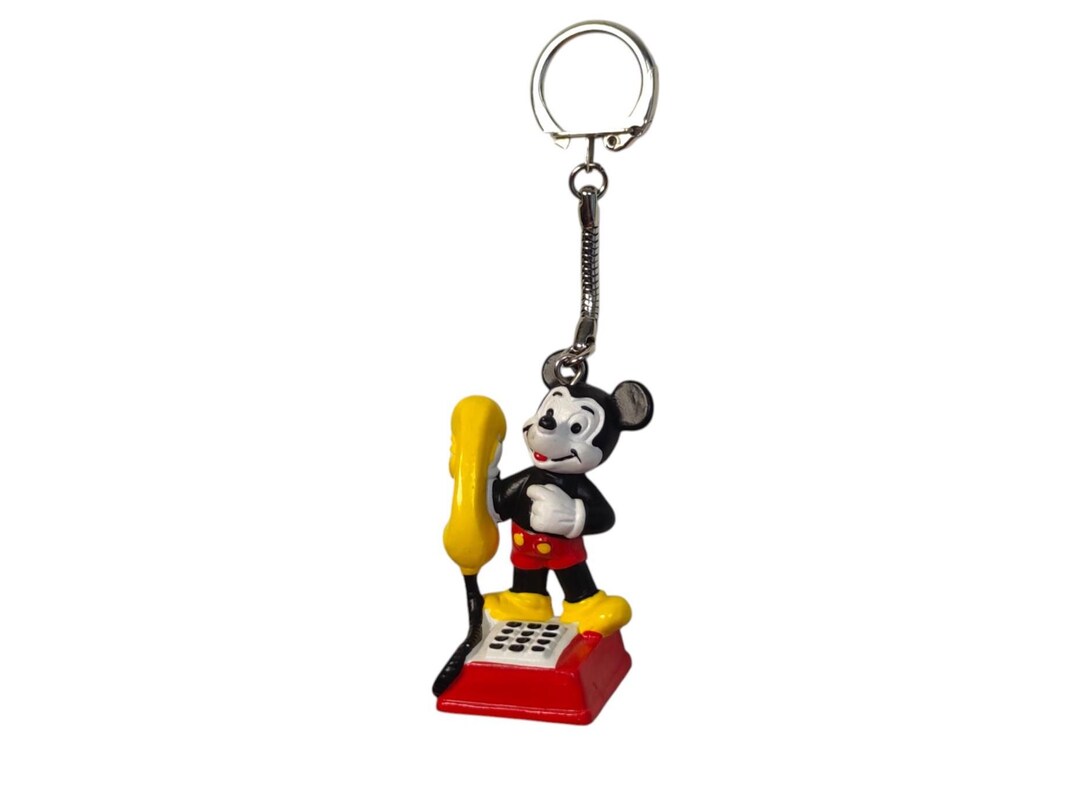 Vintage 1981 Walt Disney Mickey Mouse With Telephone Keychain Toy ...