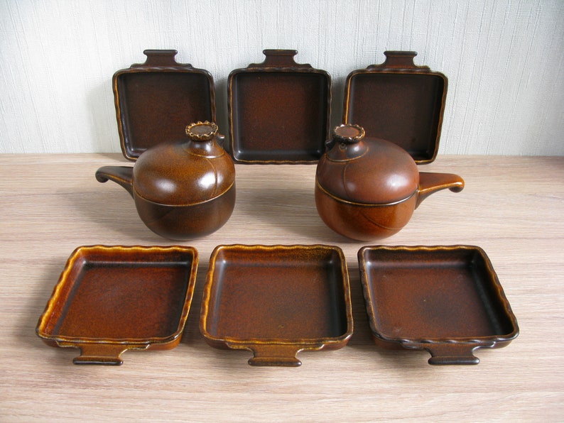 German Stoneware Chicken Pots and Plates Set for 6 Melitta | Etsy