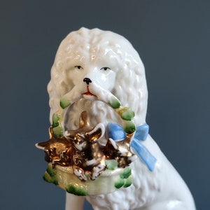 Pair of German Porcelain Mantel Dogs, Antique Staffordshire Style ...