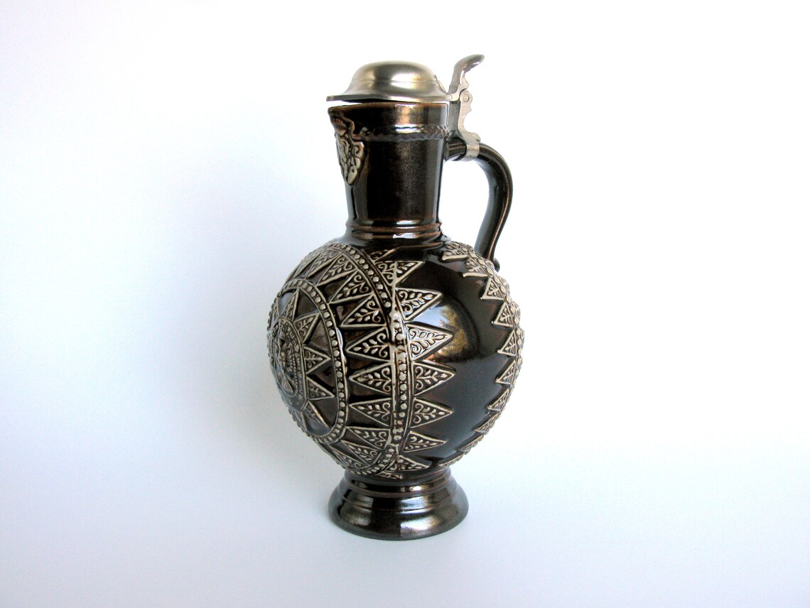 Marzi & Remy Pitcher With Pewter Lid West German Pottery - Etsy
