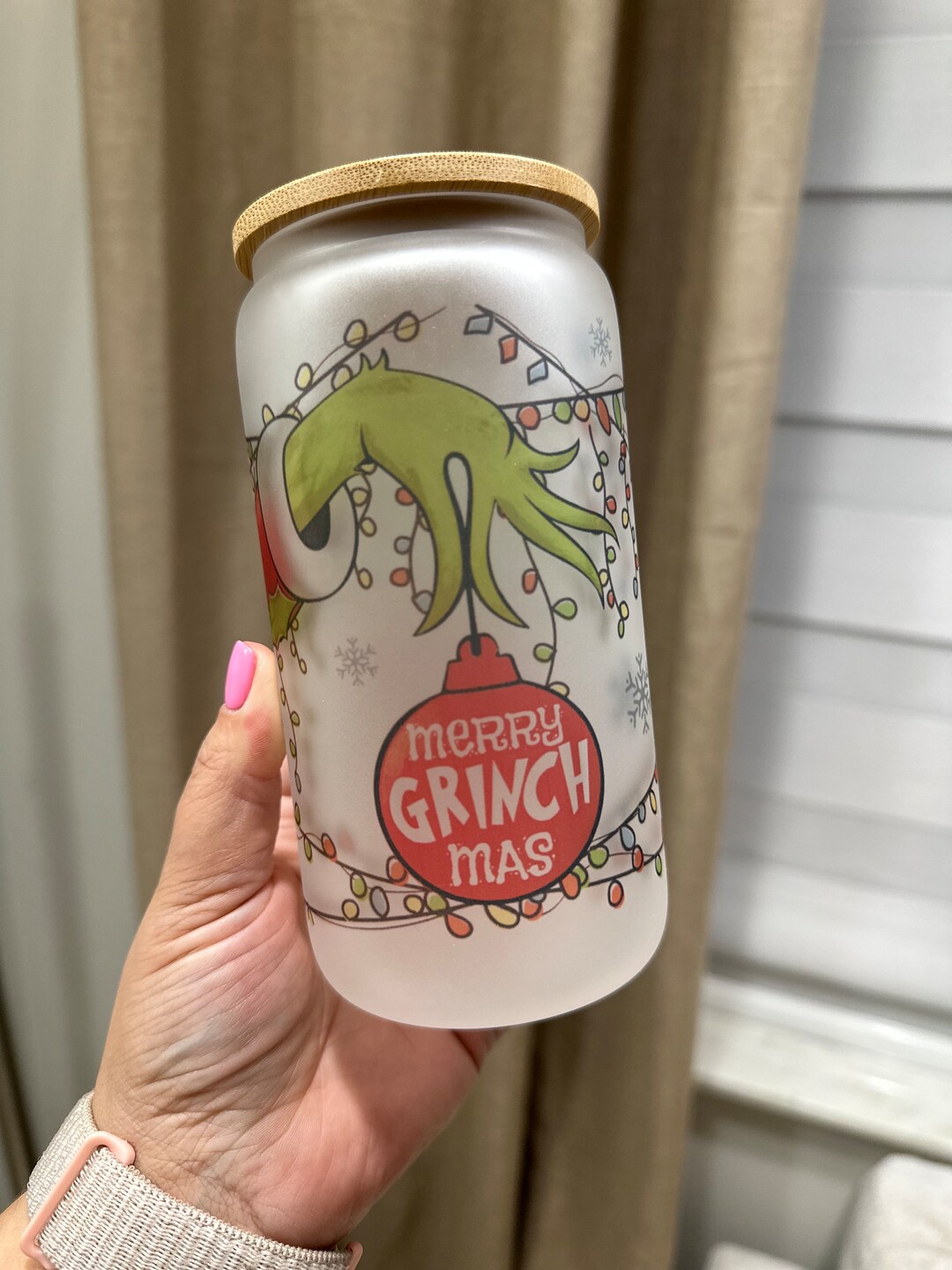 Grinch Merry Christmas 16oz Libbey Glass Cup - Etsy