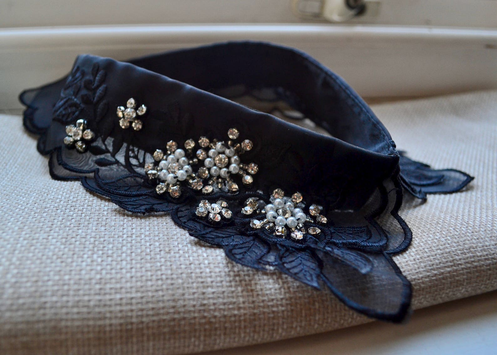 Lace Beaded Neck Collar, Baroque Collar, Costume Accessory, Diamante ...