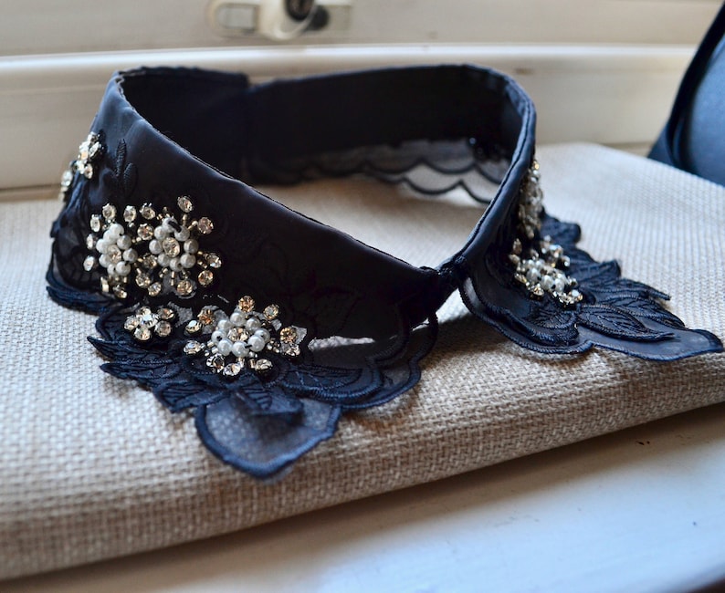 Lace Beaded Neck Collar, Baroque Collar, Costume Accessory, Diamante ...