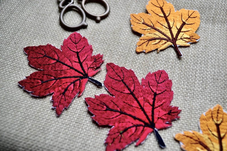Autumn Leaf Embroidered Patch Iron on Patch Leaf Applique | Etsy