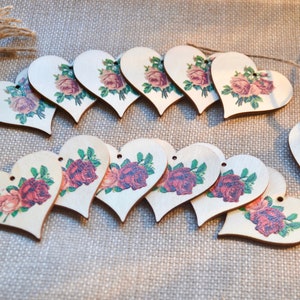 3pc Vintage Wooden Tag, Rose Wood Tag, Hanging Wood Ornament, Junk ...