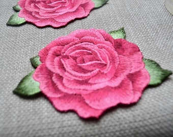 Pink Rose Patch Flower Applique Birds of a Feather Dramatic - Etsy