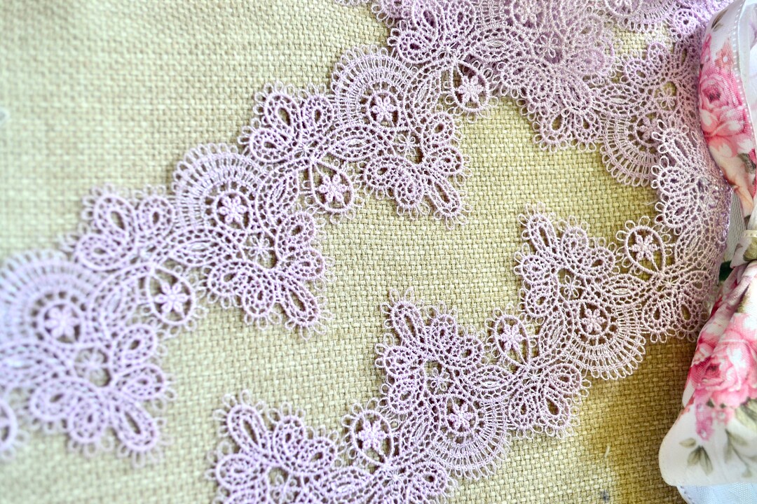 Purple Lace Trim, Purple Guipure Lace Trim, Border Trim, Lilac Lace ...