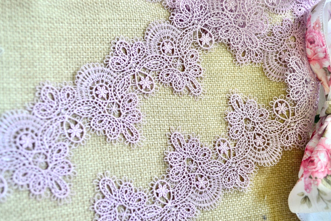 Purple Lace Trim Purple Guipure Lace Trim Border Lace Trim - Etsy UK
