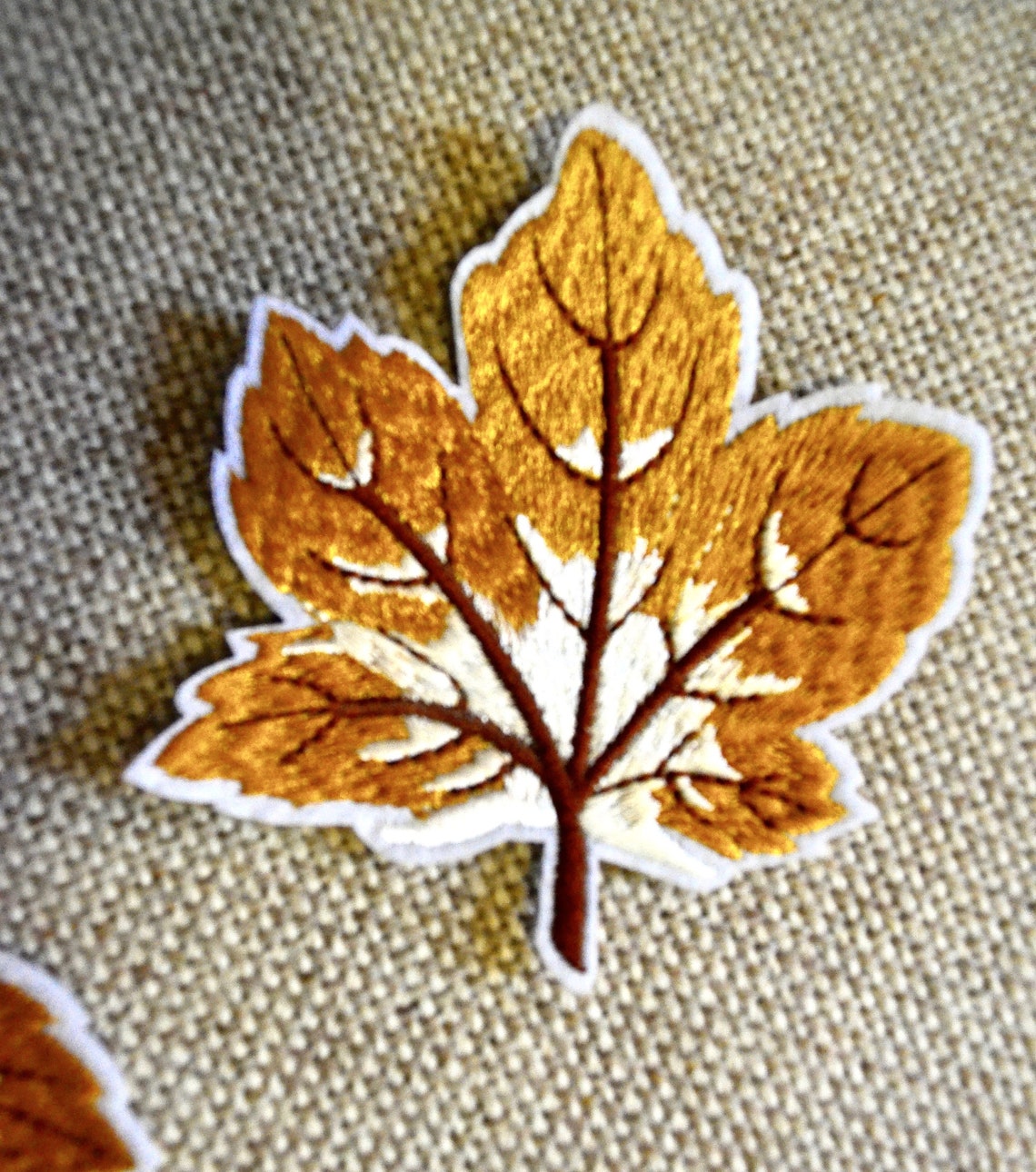 Autumn leaf embroidered patch Iron on patch Leaf applique | Etsy