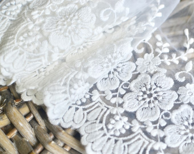 White Lace Fabric Embroidered Lace Bridal Lace - Etsy