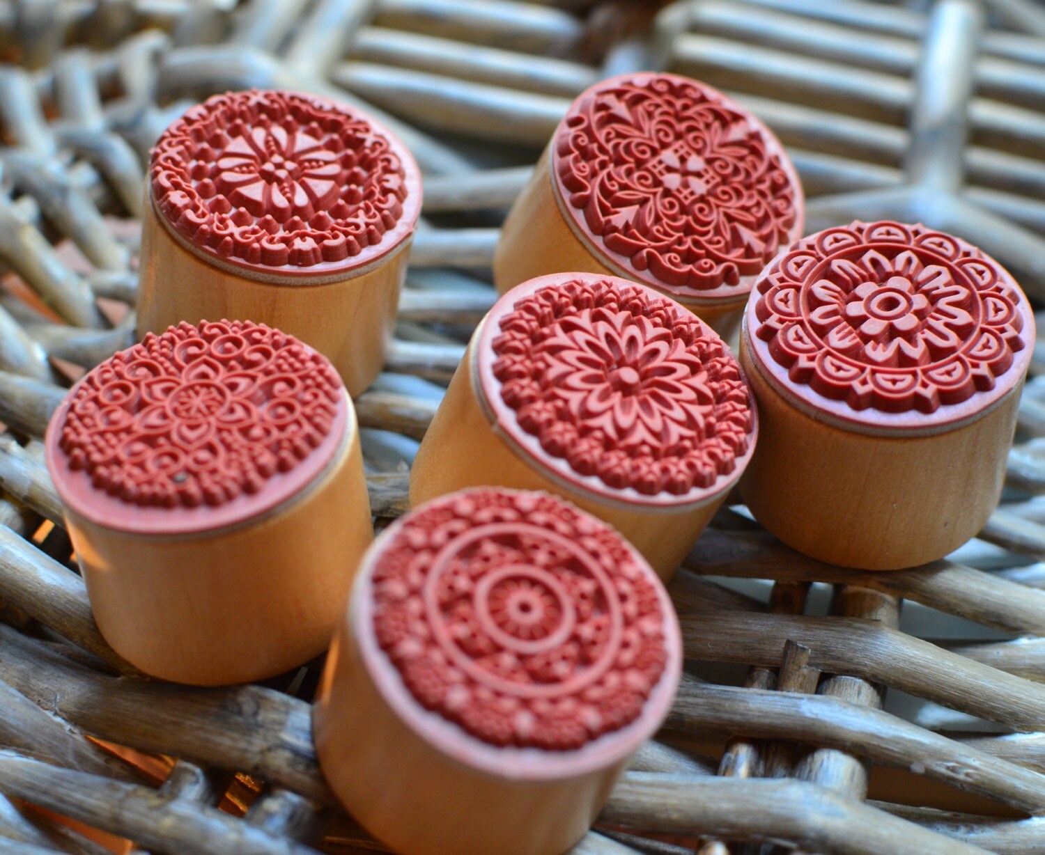 6 Pc Round Rubber Stamp I Rubber Stamp I Round Stamp I Wooden | Etsy