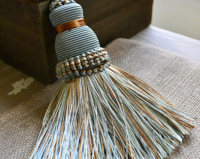 Large Tassel Ornament, Home Decor Tassel, Blue Beige Large Tassel ...