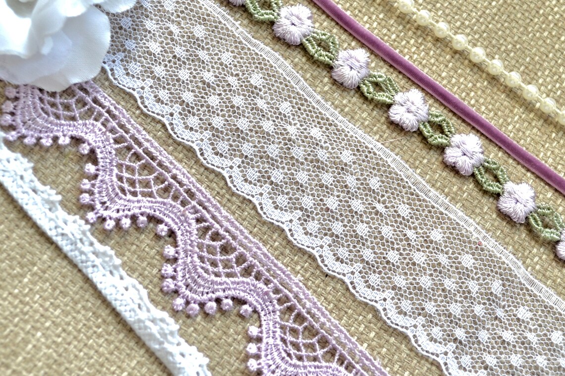 6yd Lace Trim Ribbon Set, Creative Pack, Lace Trim Lot, Junk Journal ...