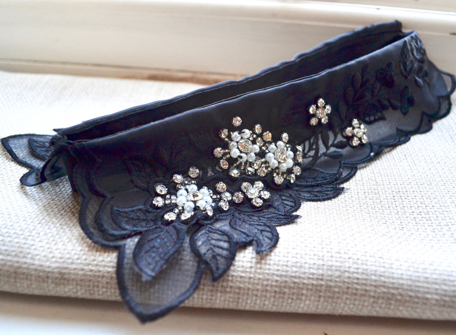 Lace Beaded Neck Collar, Baroque Collar, Costume Accessory, Diamante ...