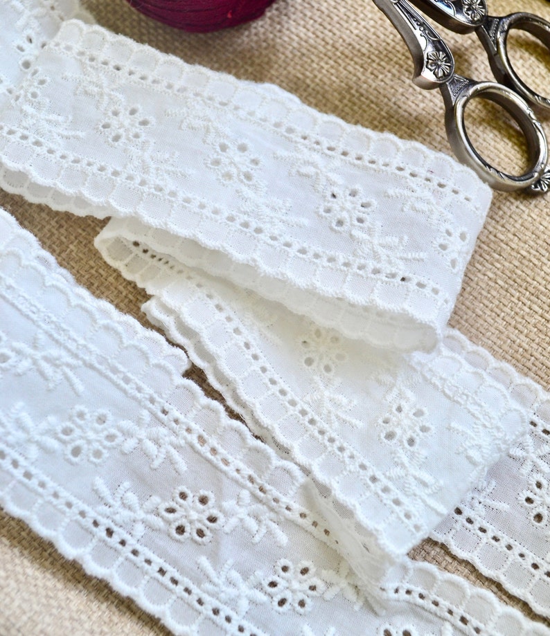 White Cotton Lace White Eyelet Lace Embroidered Lace White | Etsy