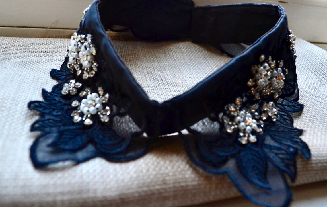 Lace Beaded Neck Collar, Baroque Collar, Costume Accessory, Diamante ...