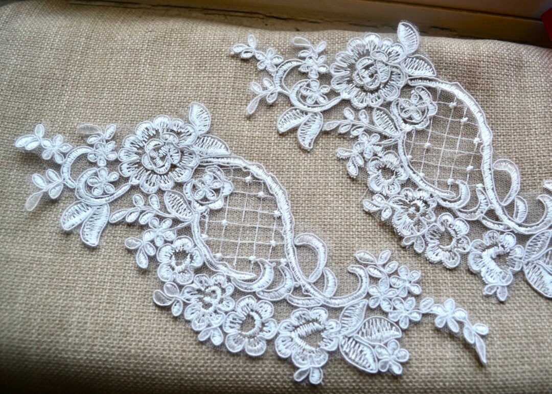 2 White Lace Applique Bridal Lace Patch Wedding Supply Junk - Etsy