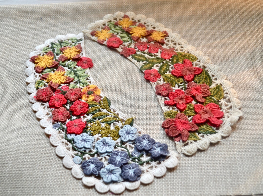 Embroidered Neck Collar, Vintage Embroidery Neck Collar, Embroidery ...