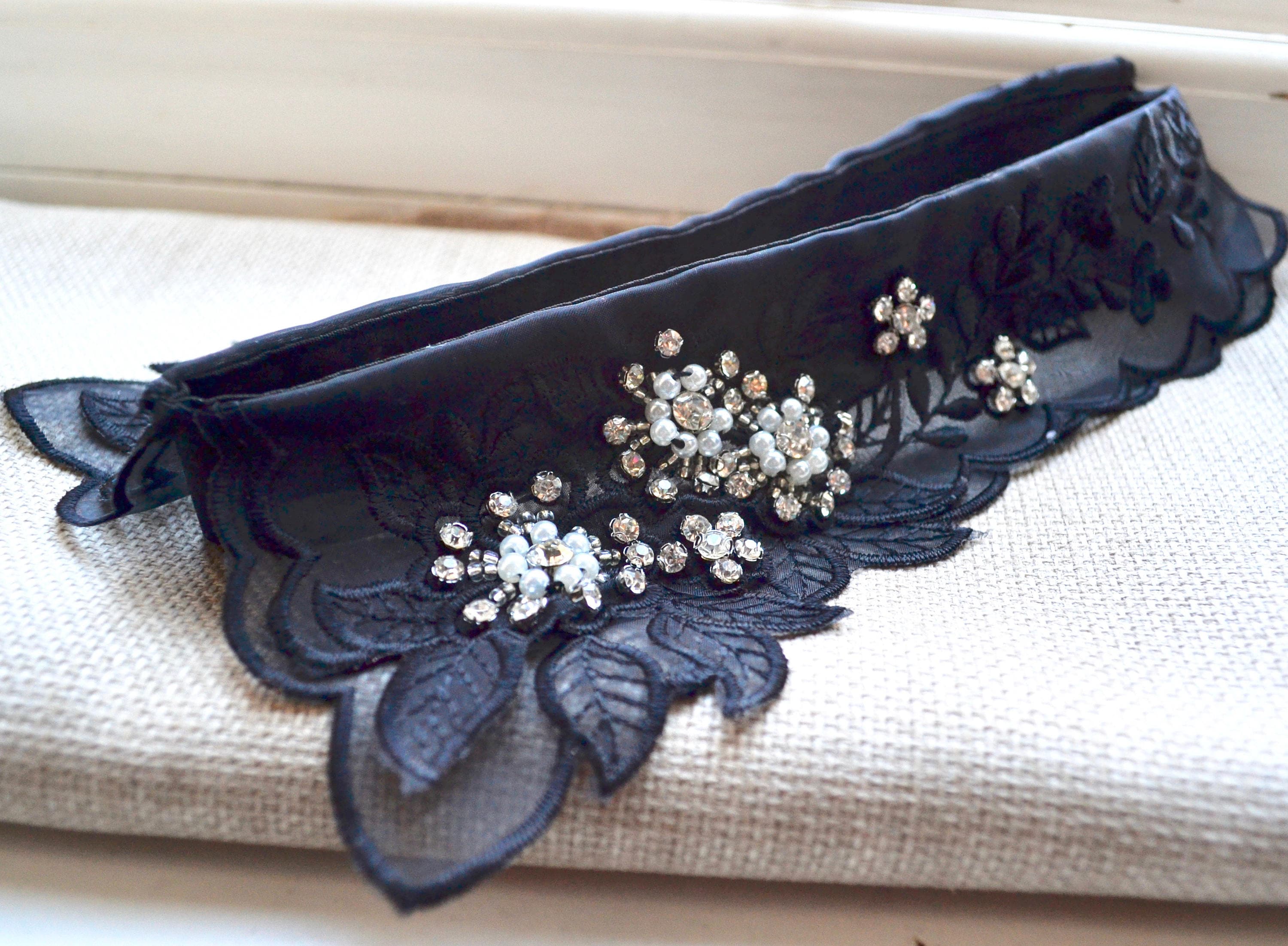 Lace beaded neck collar Baroque collar Diamante fabric | Etsy