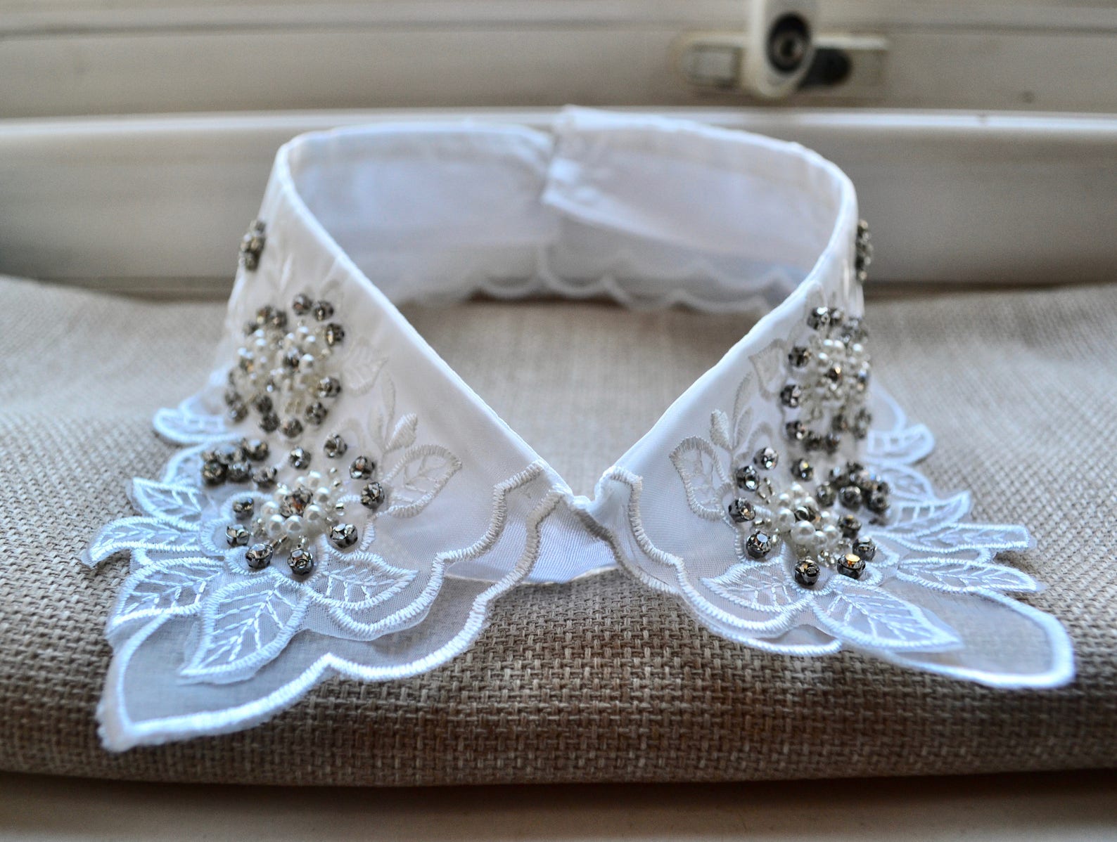 Lace beaded neck collar Baroque collar Diamante fabric | Etsy