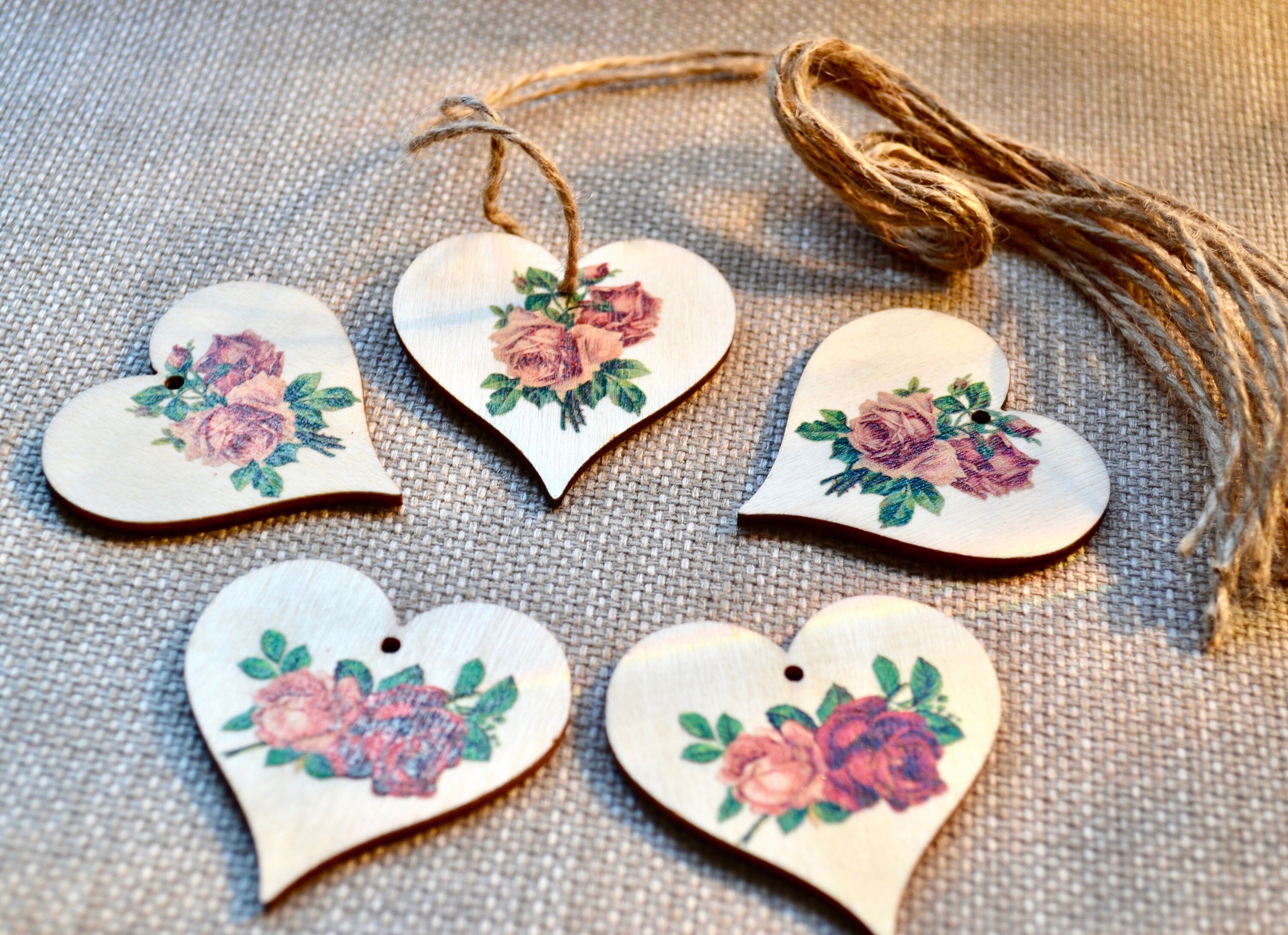 3pc Vintage Wooden Tag, Rose Wood Tag, Hanging Wood Ornament, Junk ...