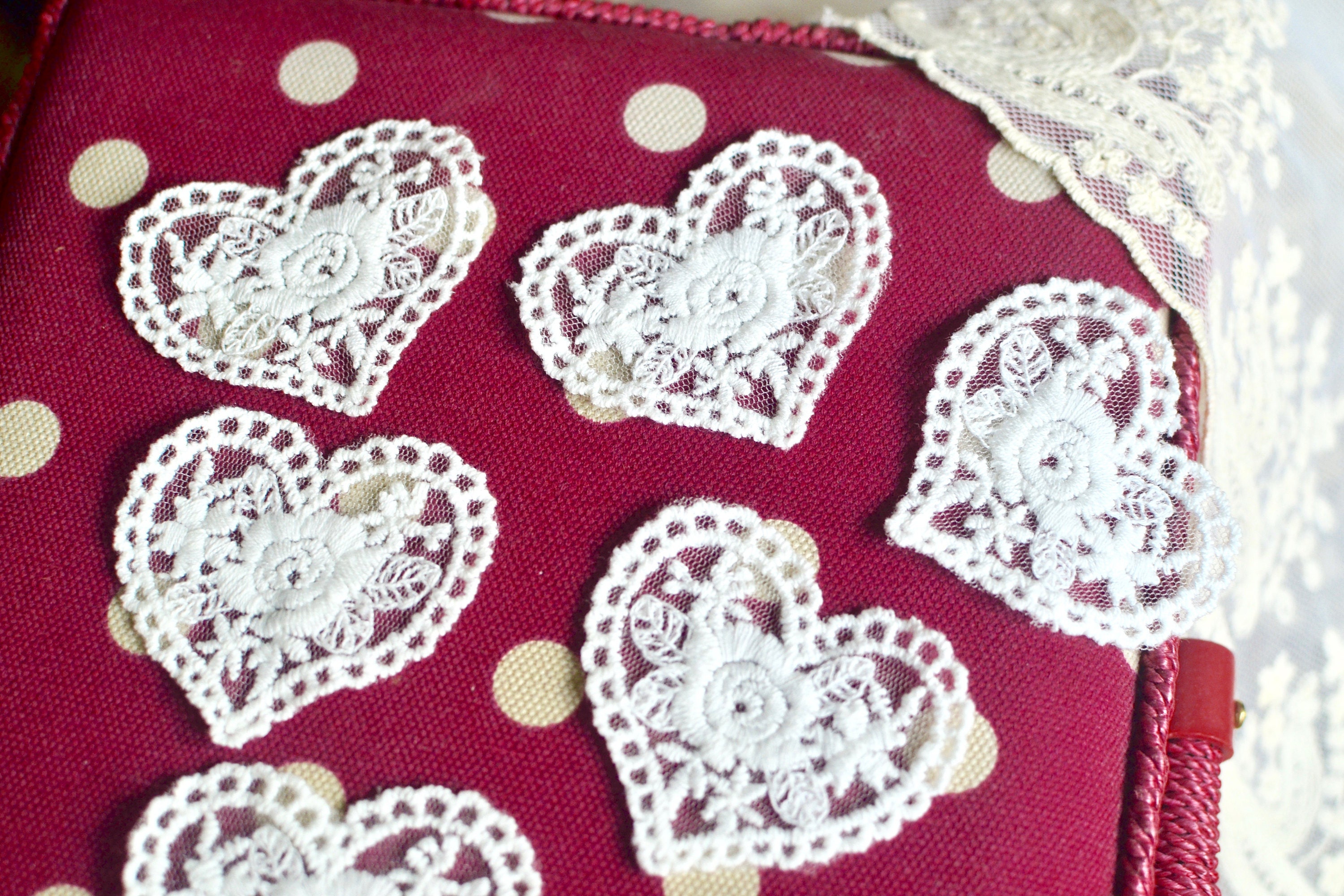4 Embroidered Heart Lace Patch Shabby Chic Patch Embroidered - Etsy