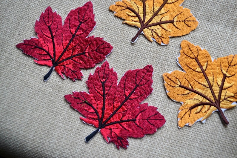 Autumn Leaf Embroidered Patch Iron on Patch Leaf Applique | Etsy