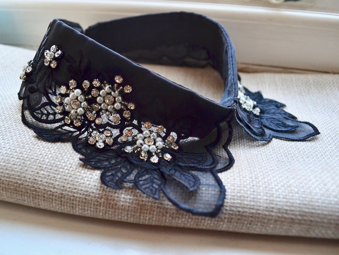 Lace Beaded Neck Collar Baroque Collar Diamante Fabric - Etsy