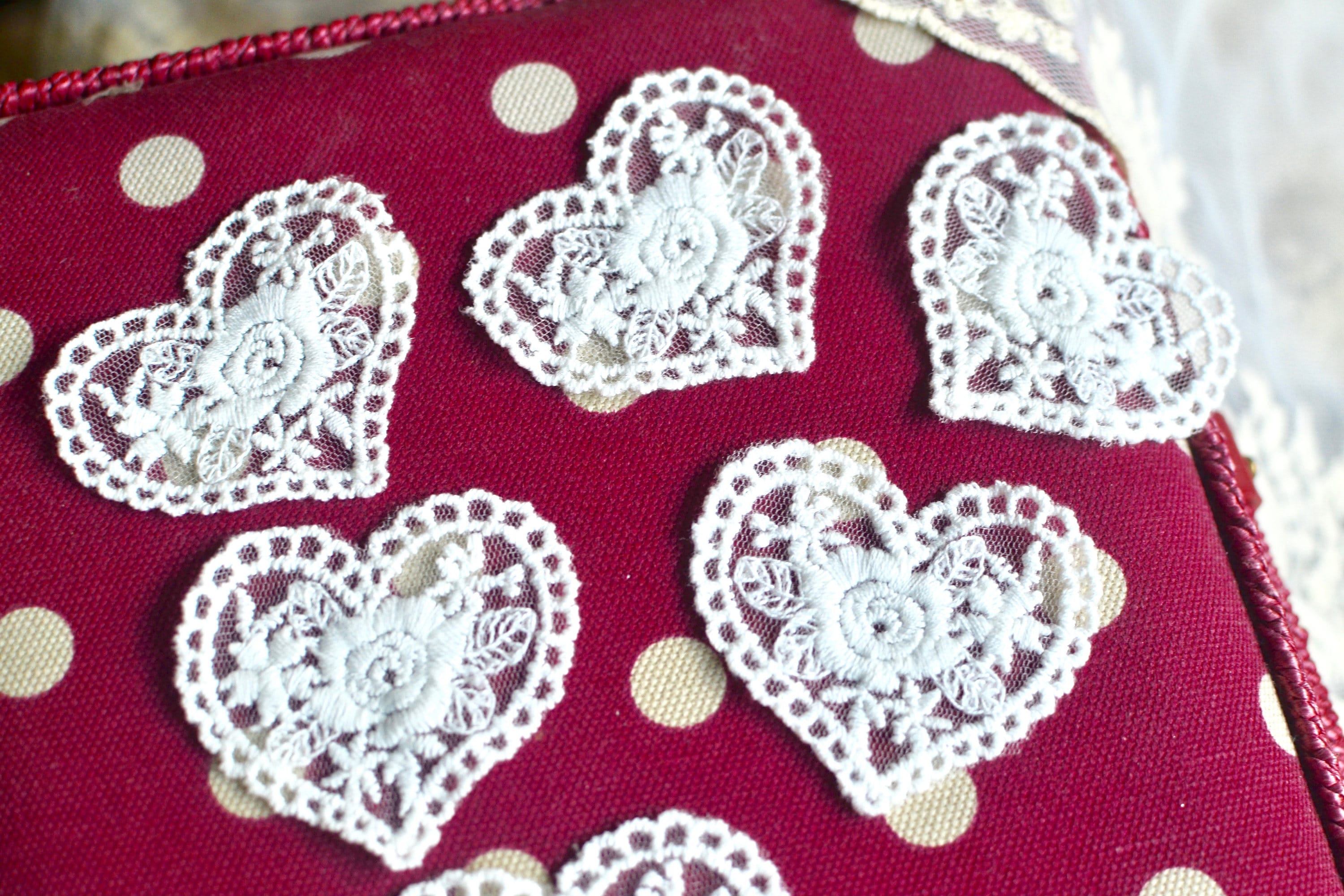 4 Embroidered Heart Lace Patch Shabby Chic Patch Embroidered - Etsy