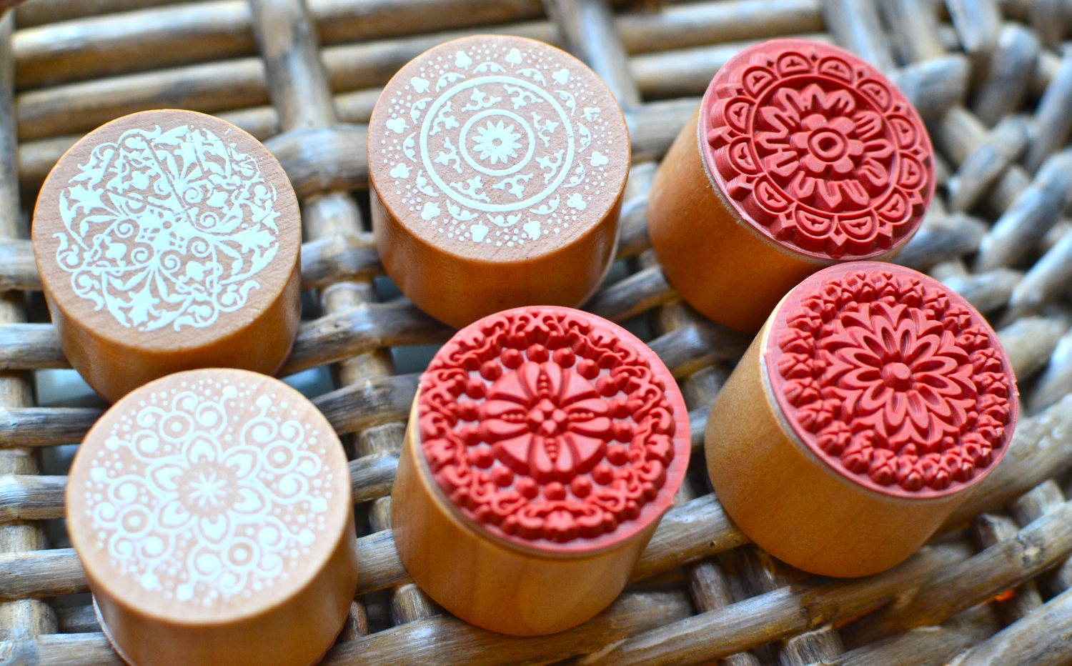 6 Pc Round Rubber Stamp I Rubber Stamp I Round Stamp I Wooden | Etsy