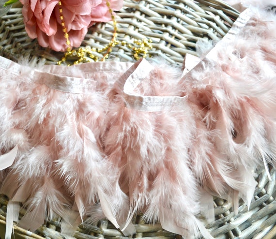 Pink feather fringe trimming Feather trim | Etsy
