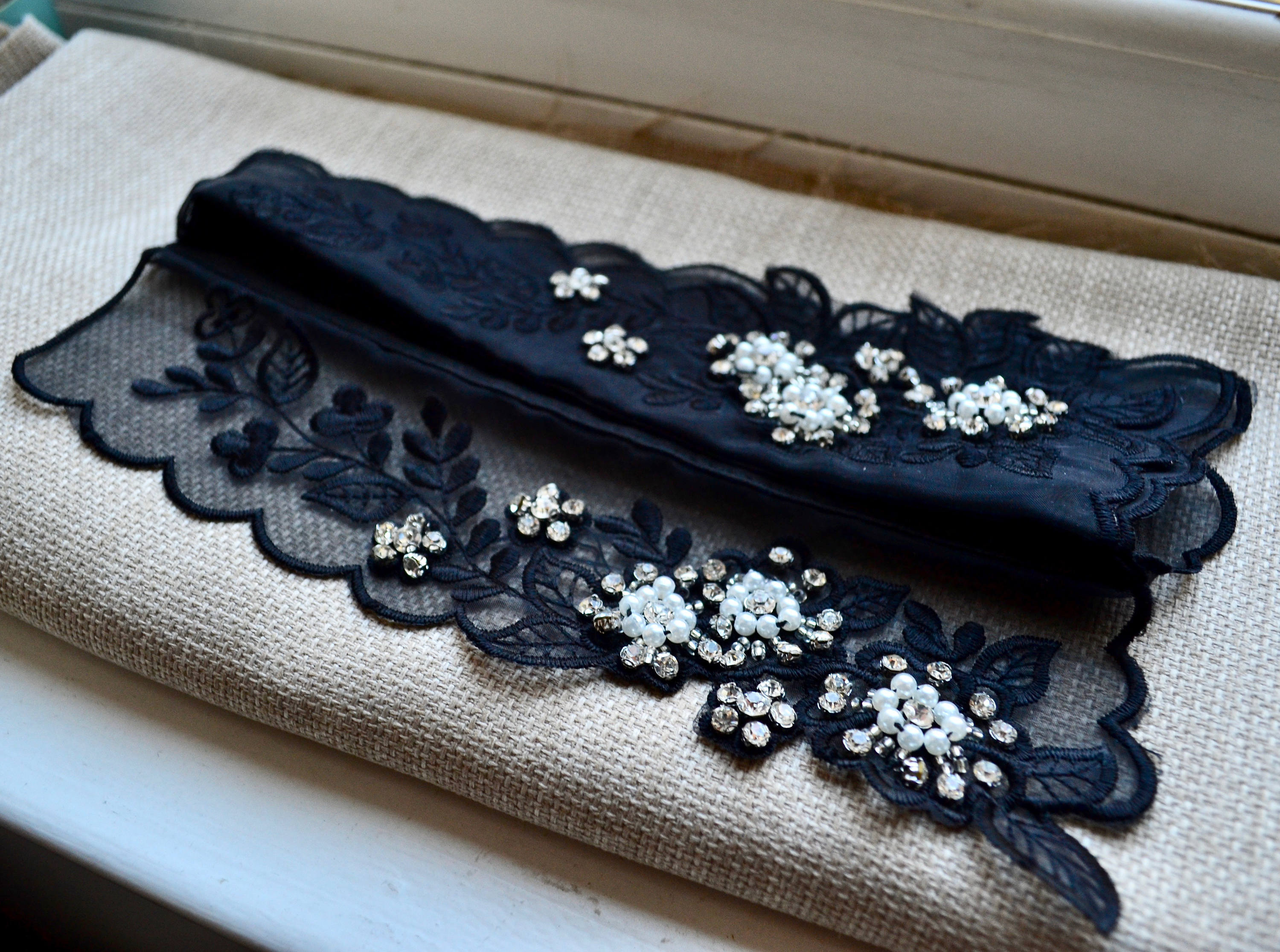 Lace Beaded Neck Collar, Baroque Collar, Costume Accessory, Diamante ...