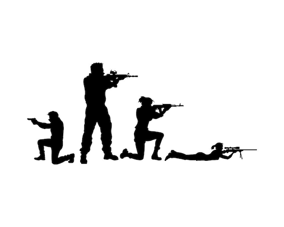 4 Pack Tactical Gun Stick Figure Family Vinyl Bumper Stickers. | Etsy
